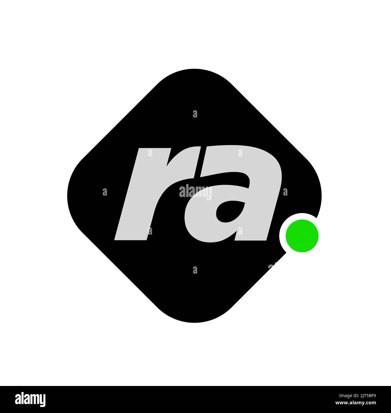The RA company name initial letters monogram on dark grey rhombus shape ...