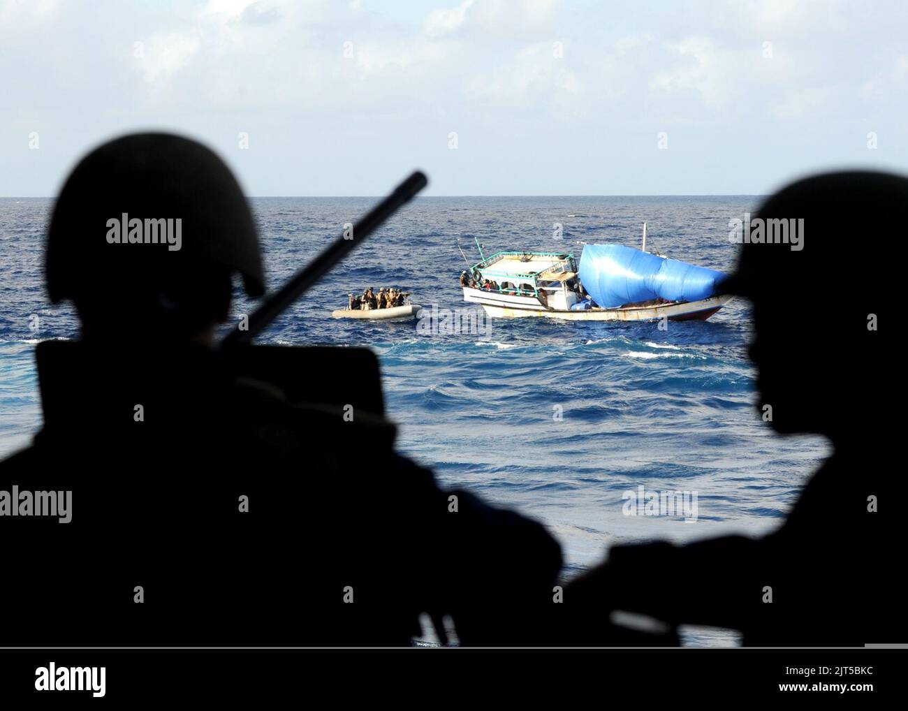 U.S. Sailors and Marines with the visit, board, search and seizure team ...