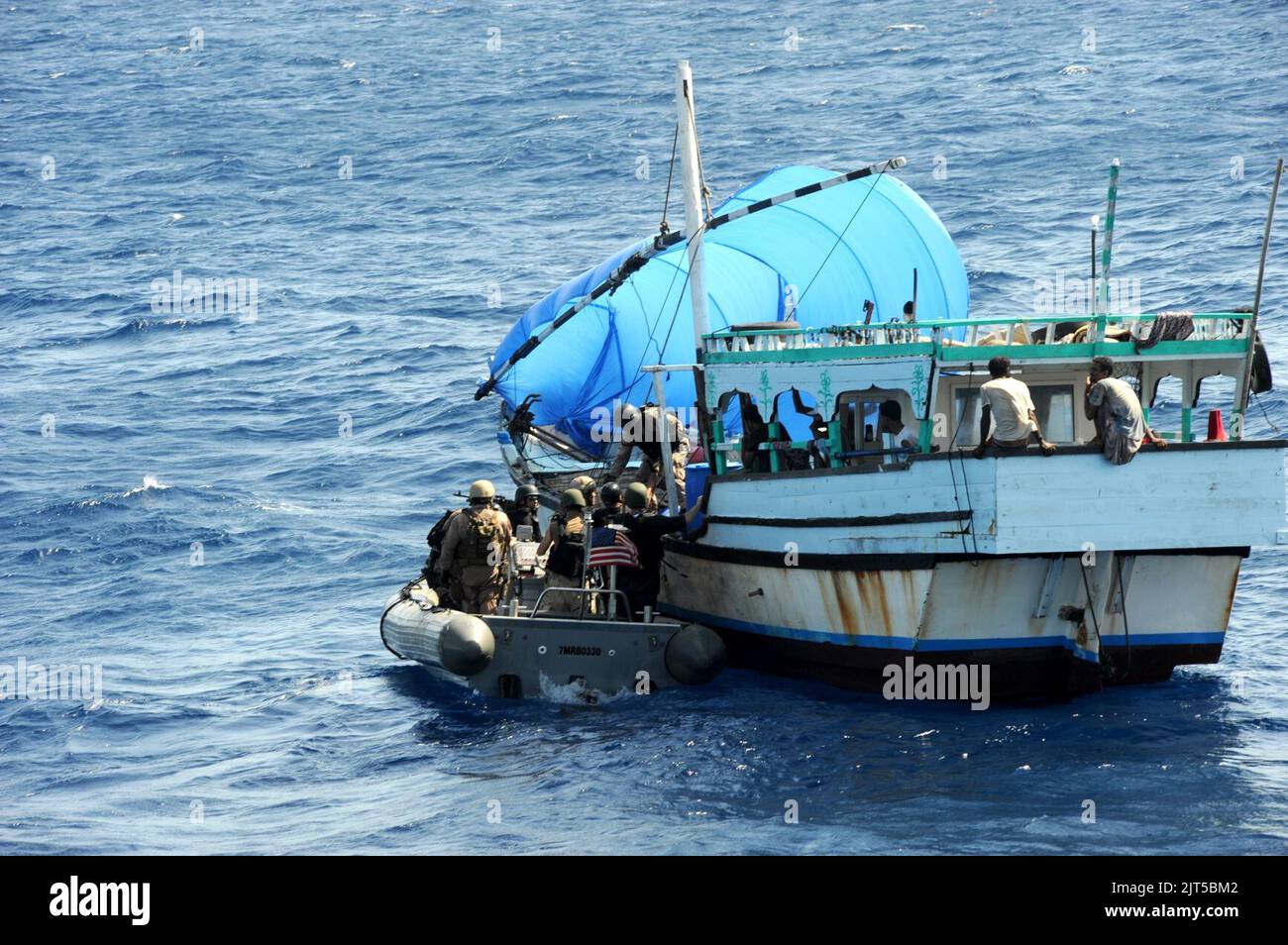 U.S. Sailors and Marines with the visit, board, search and seizure team ...