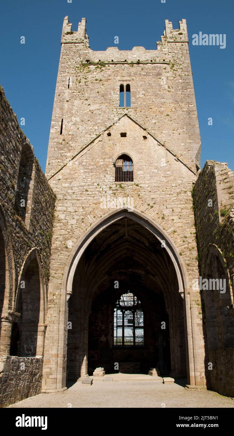 Nave and Tower, Jerpoint Abbey, Thomastown, Co. Kilkenny, Eire. Located ...