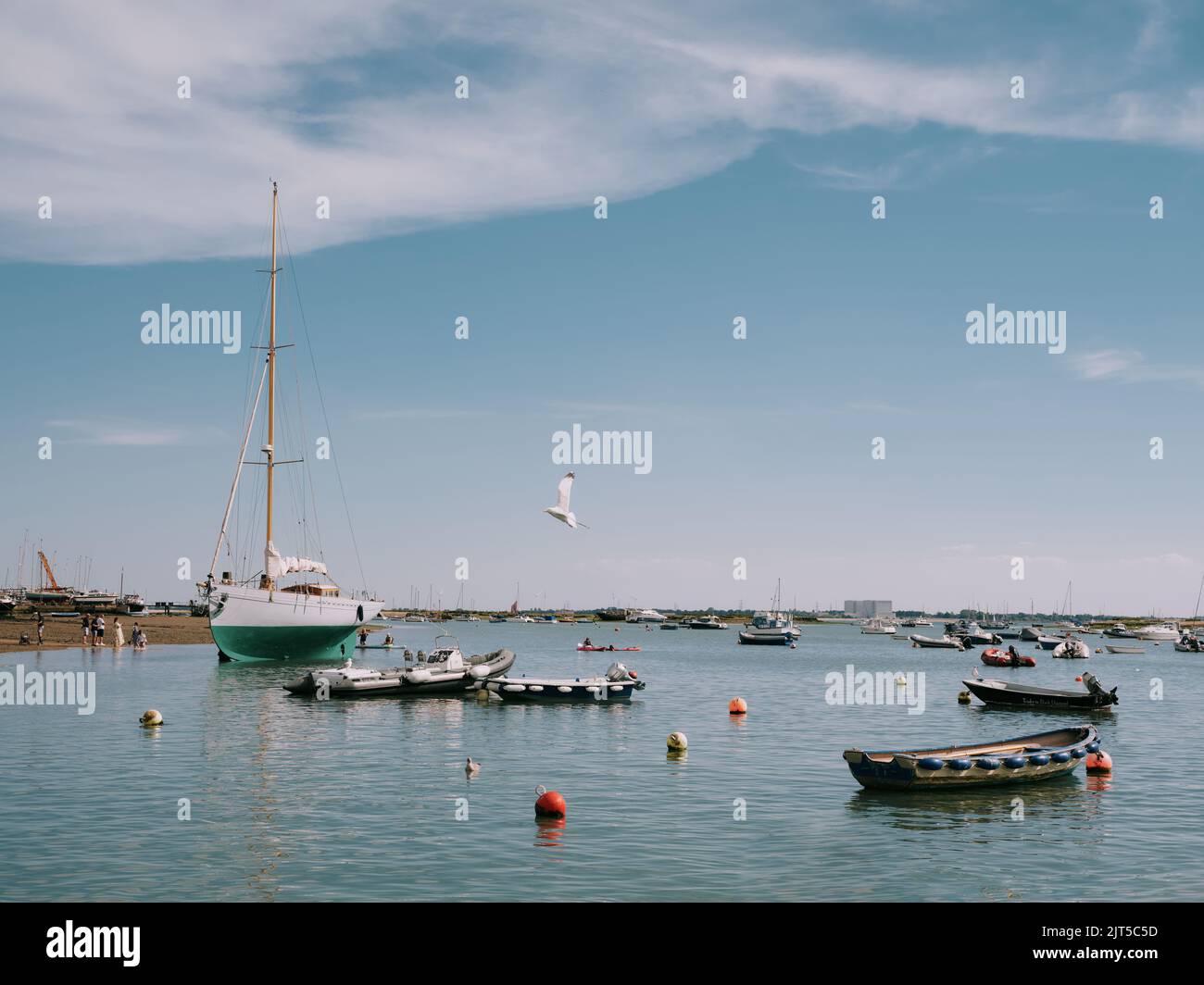 The summer landscape and boats at West Mersea Harbour, Mersea Island ...