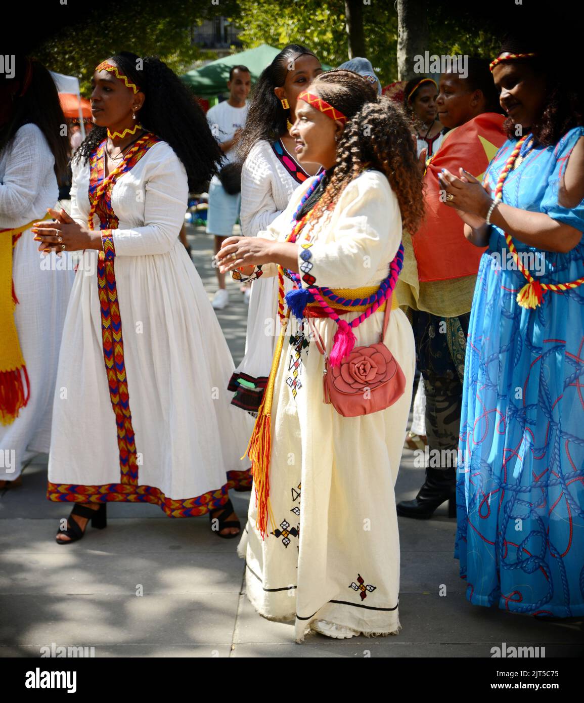 Tigray women dance during the rally in Paris, France, on August 27 ...