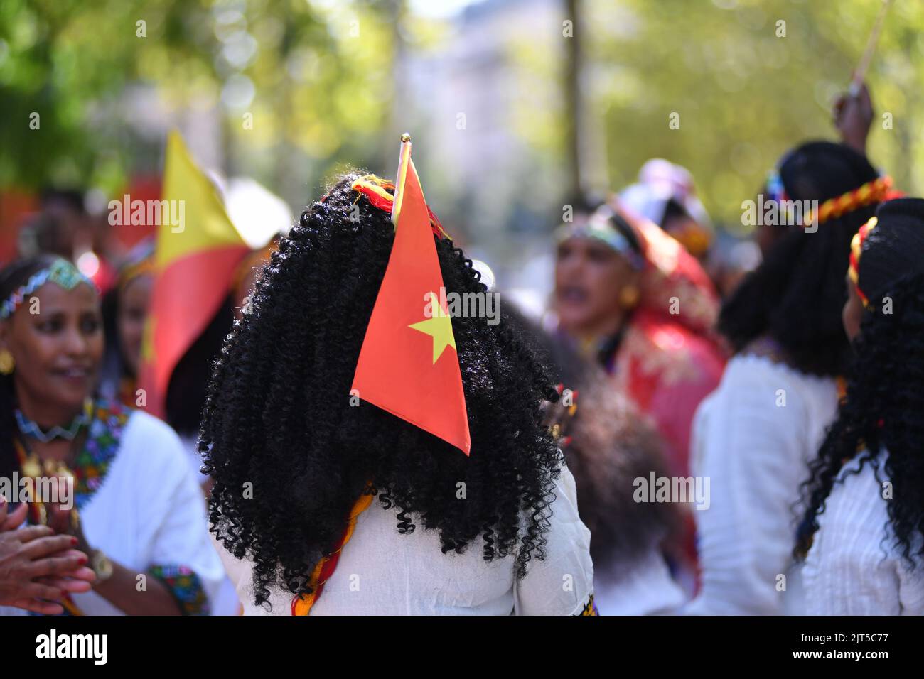Tigray women dance during the rally in Paris, France, on August 27 ...