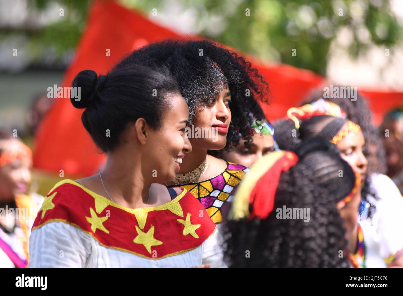 Tigray women dance during the rally in Paris, France, on August 27 ...