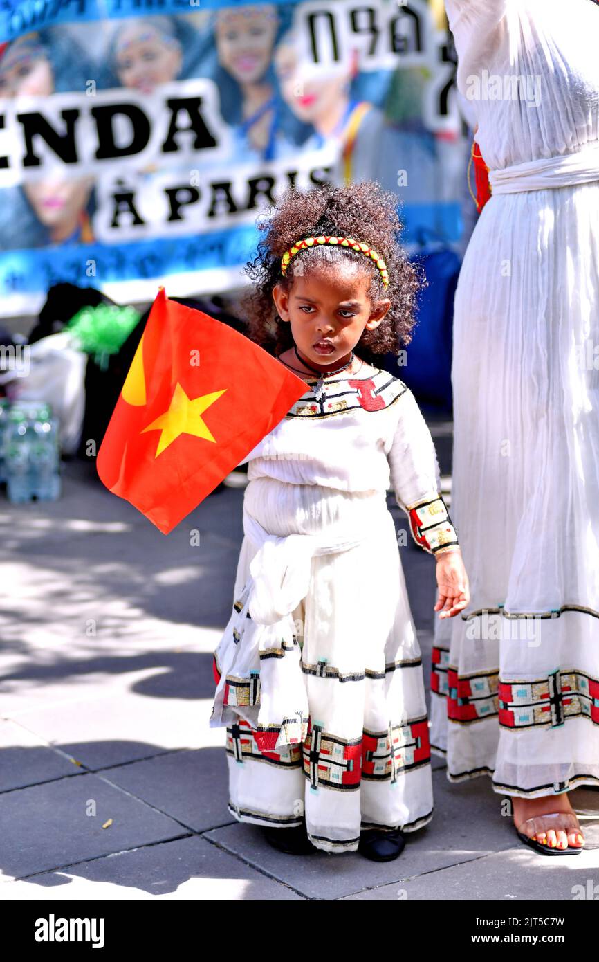 Tigray women dance during the rally in Paris, France, on August 27 ...