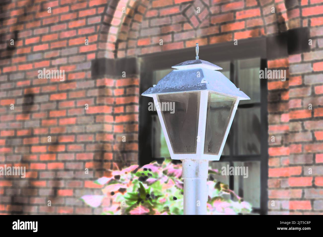 Simple typical common cast iron gas light in a bright neon color film ...