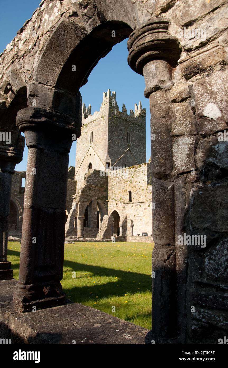 Ruins and Tower, Jerpoint Abbey, Thomastown, Co. Kilkenny, Eire ...