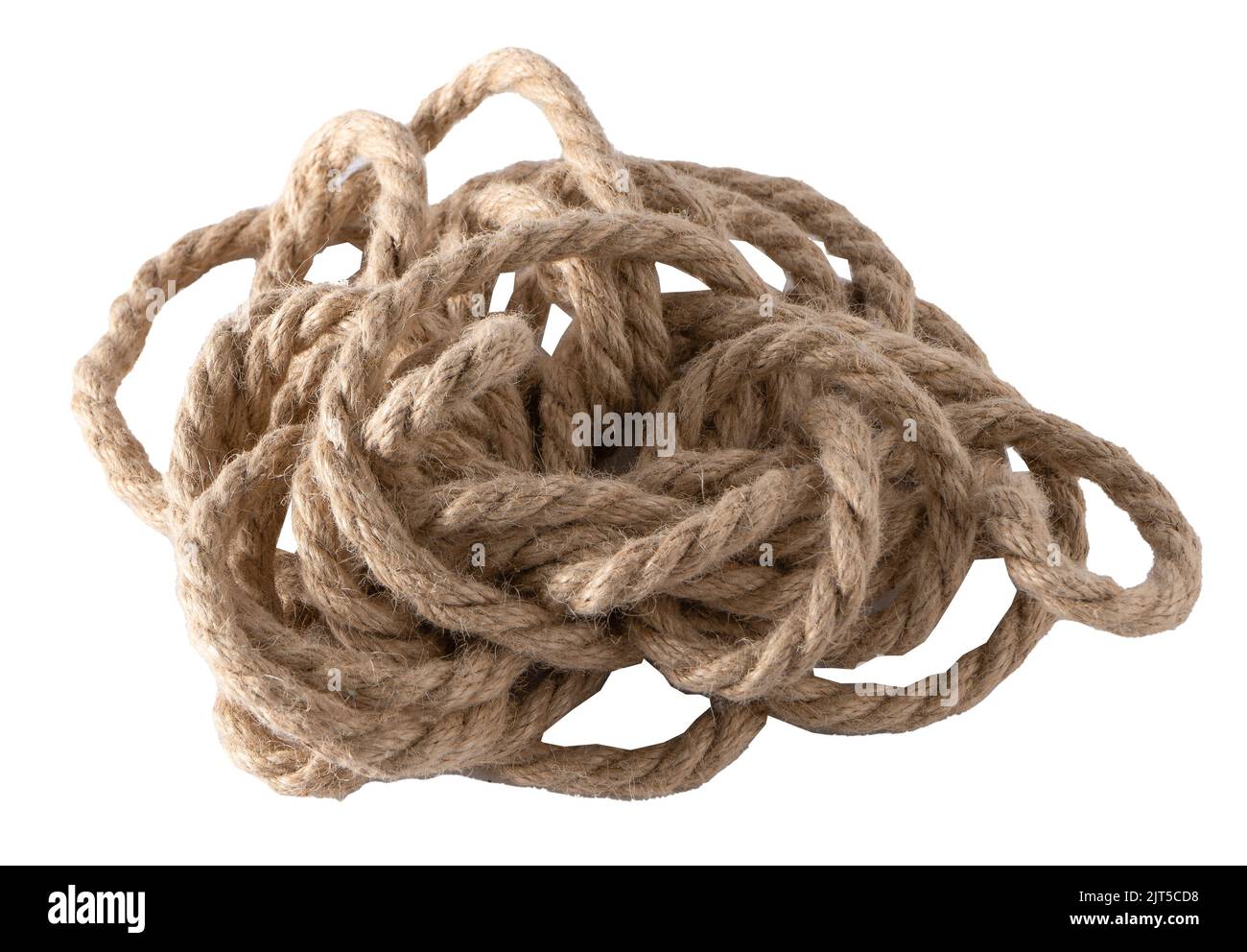 The rope isolated on a white background. Knots from a tangled rope ...