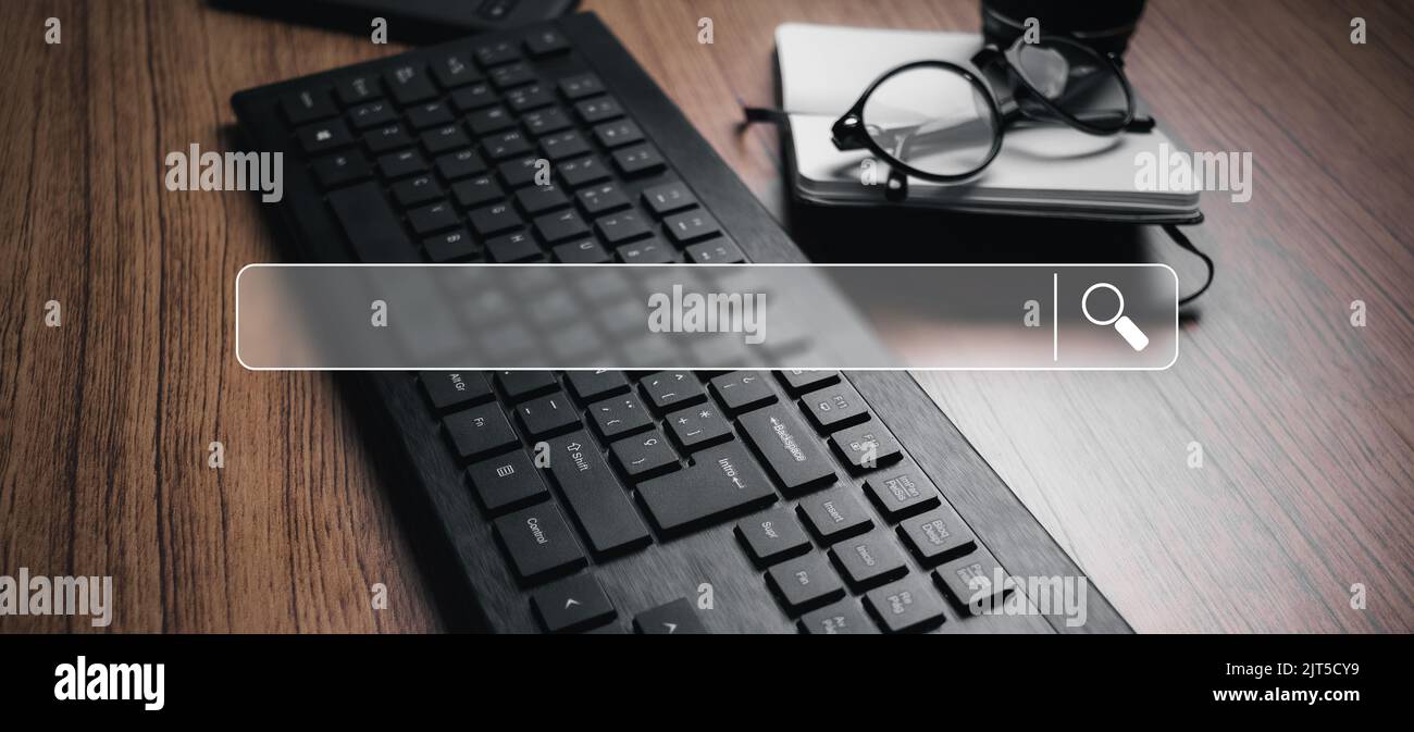 Desktop banner with search bar concept. SEO. Browser technology ...