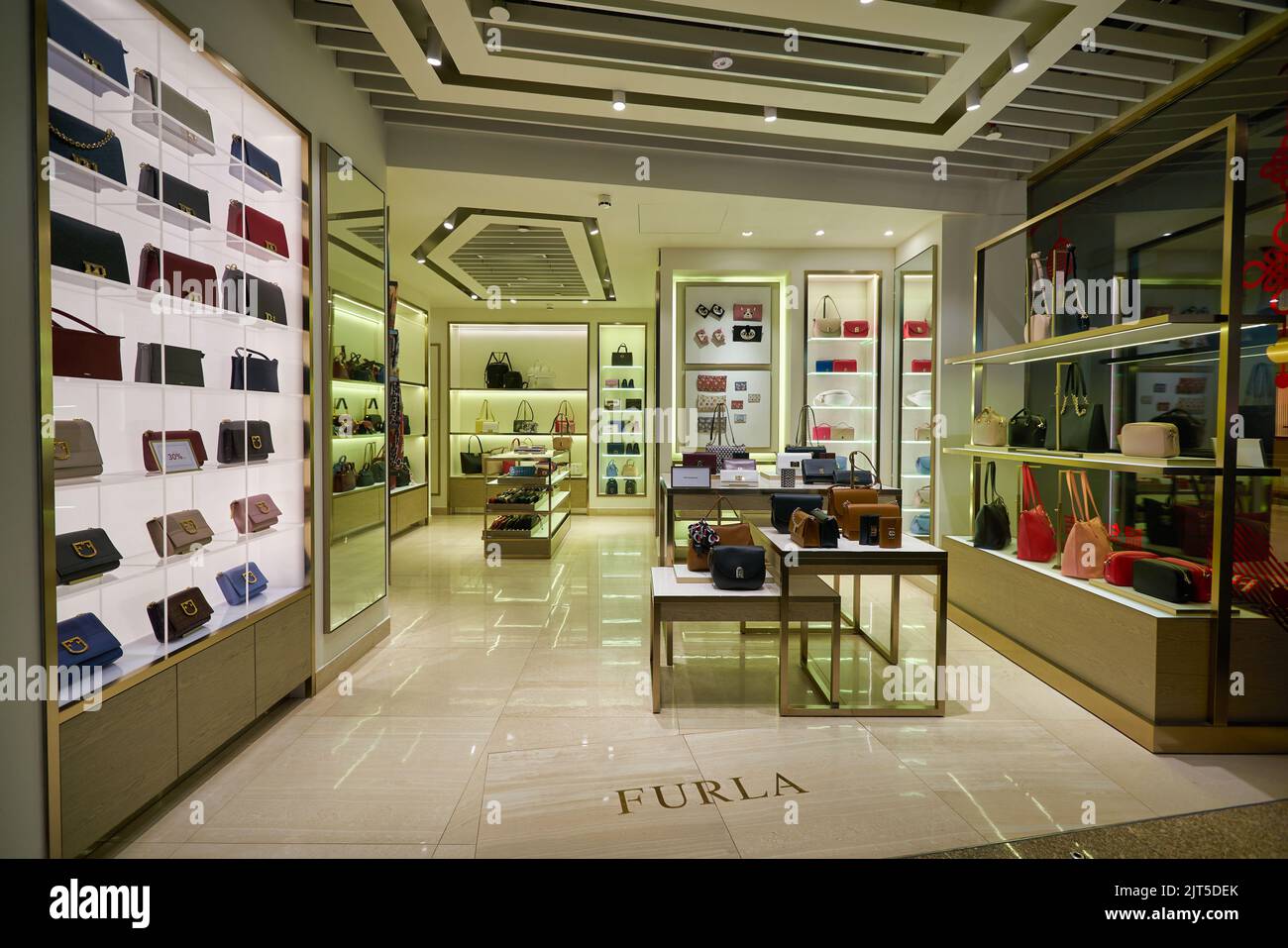 SINGAPORE - CIRCA JANUARY, 2020: bags on display at Furla store in ...