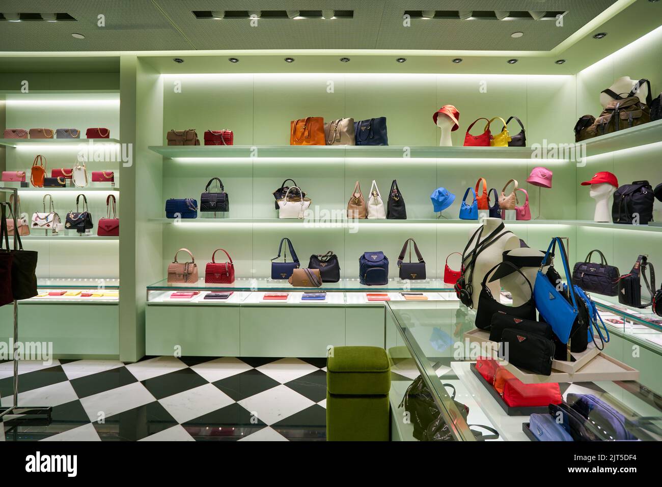 SINGAPORE - CIRCA JANUARY, 2020: bags on display at Prada store in ...