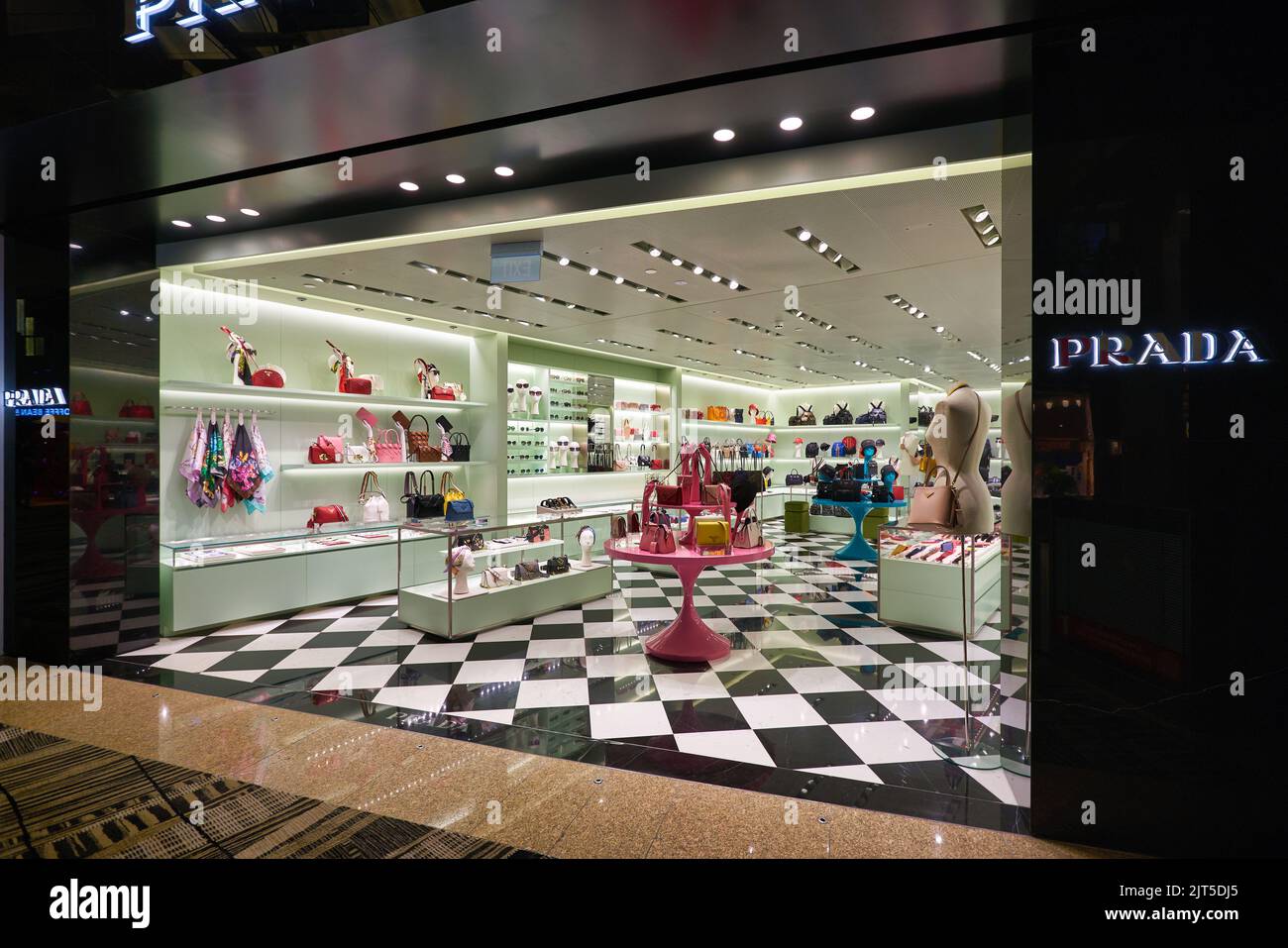 SINGAPORE - CIRCA JANUARY, 2020: bags on display at Prada store in ...