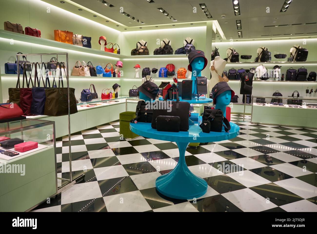 SINGAPORE - CIRCA JANUARY, 2020: bags on display at Prada store in ...