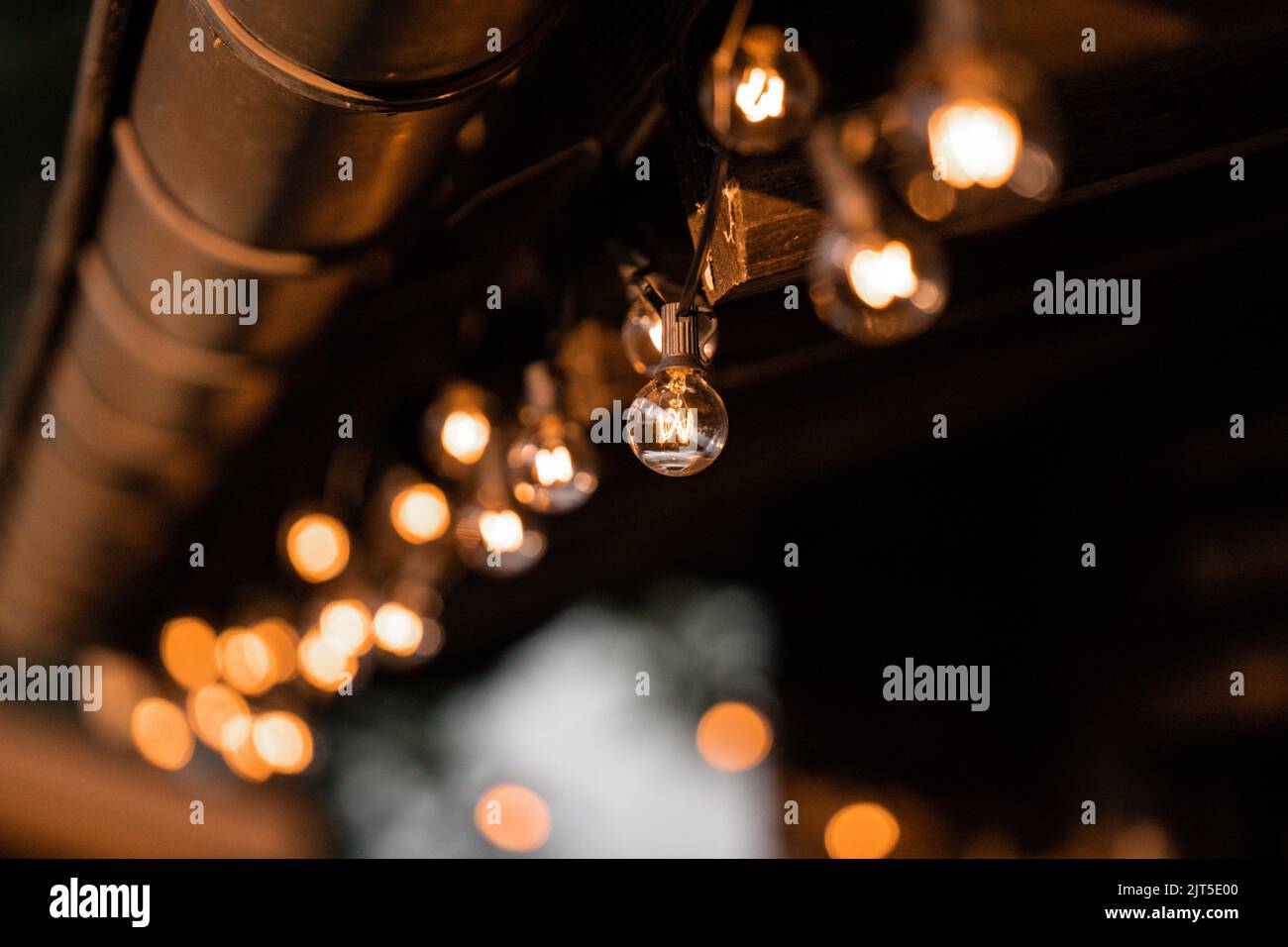 A close-up shot of illuminated old-fashioned lightbulbs Stock Photo - Alamy