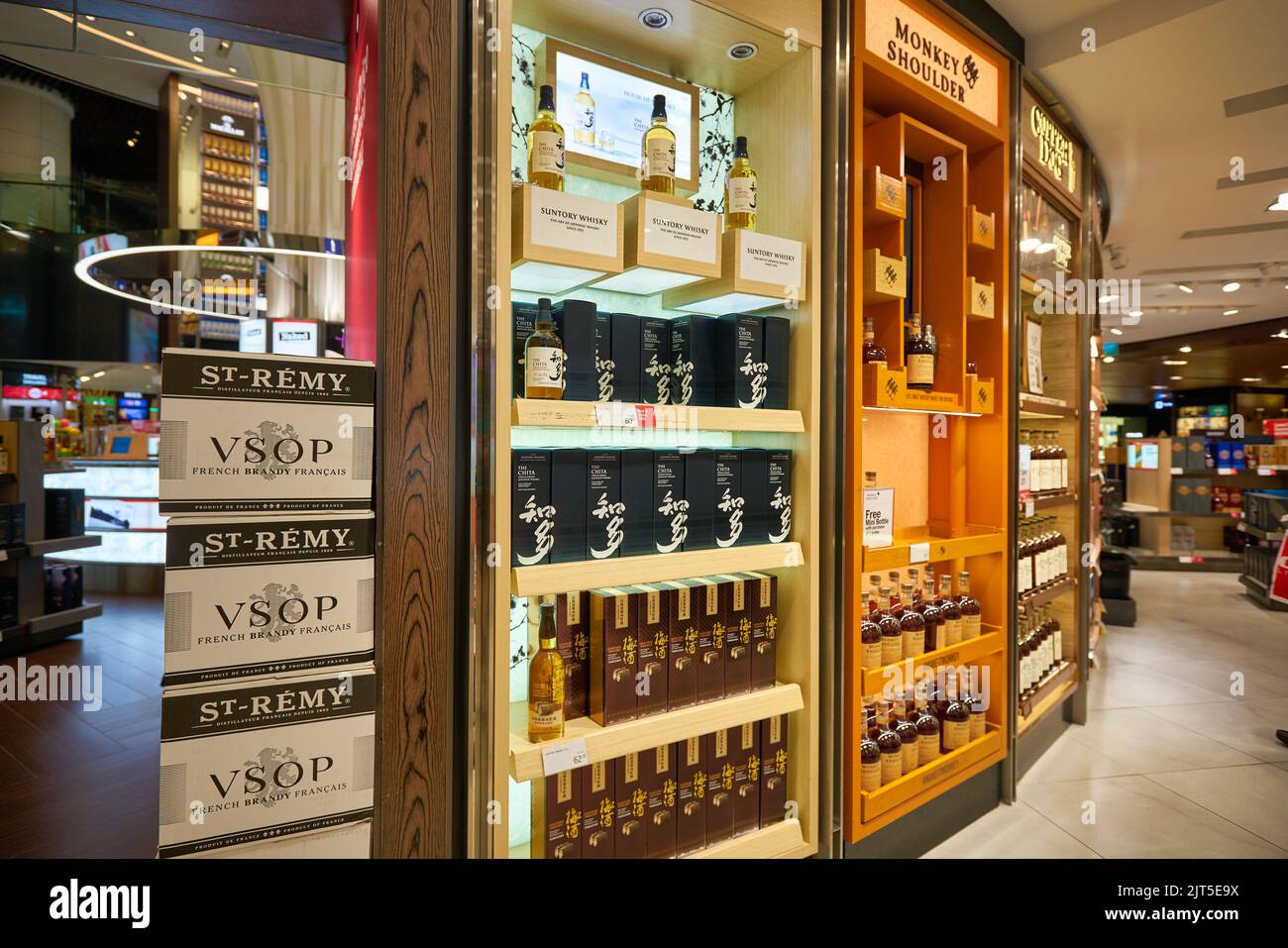 SINGAPORE - CIRCA JANUARY, 2020: a broad range of alcoholic drinks on ...