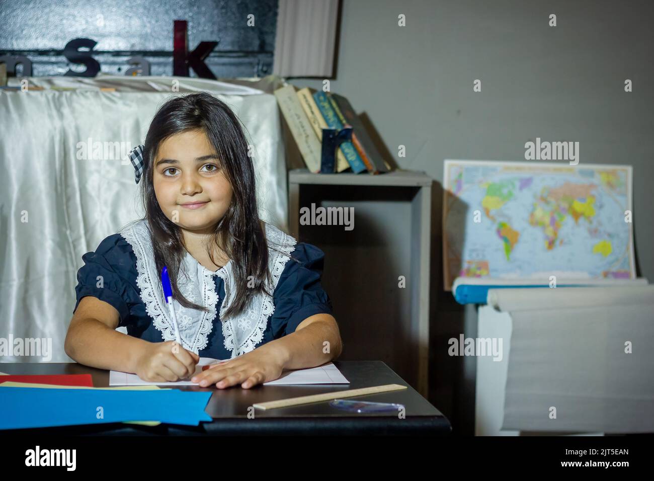 pretty student studying in classroom Stock Photo - Alamy