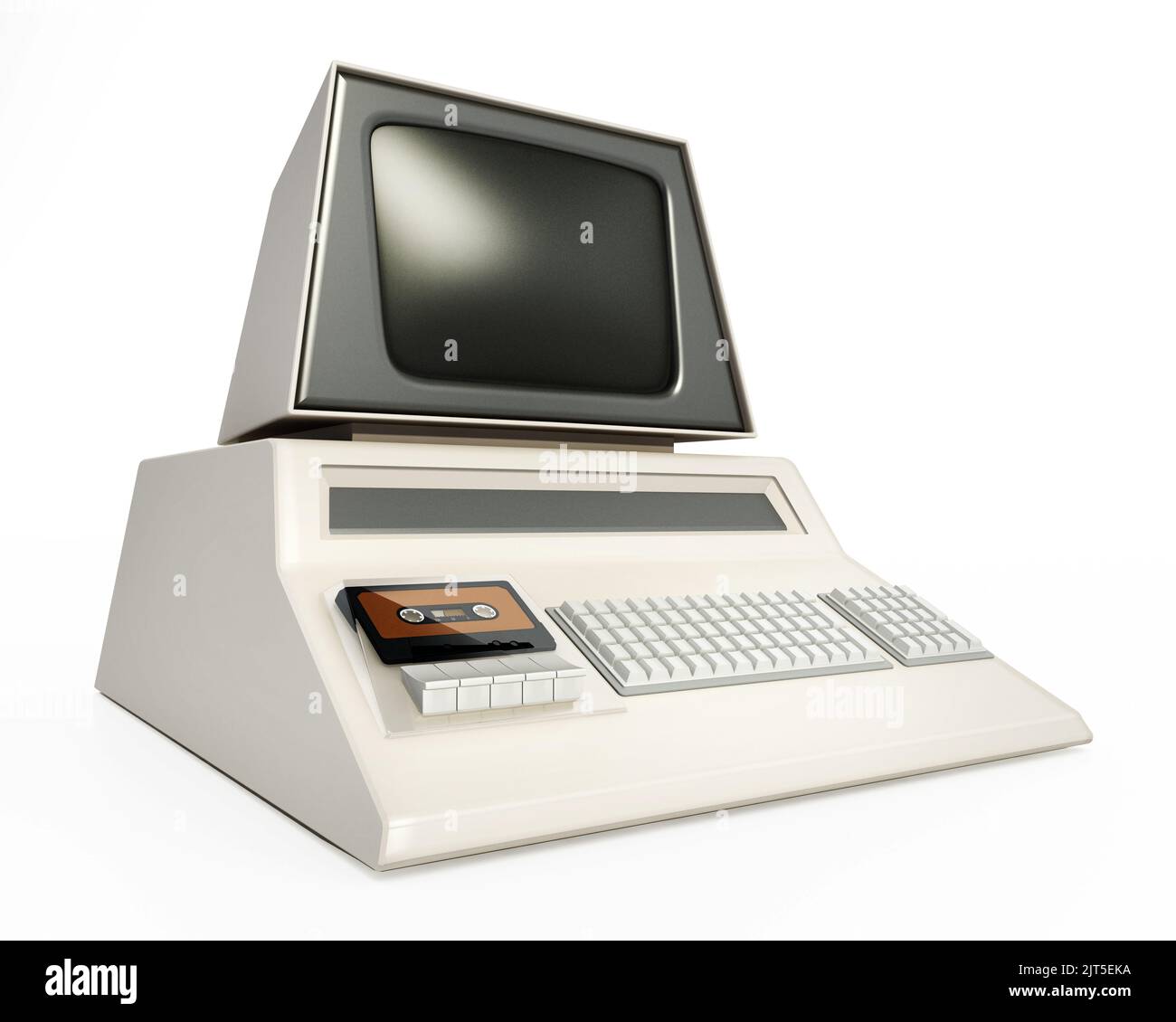 Vintage computer isolated on white background. 3D illustration Stock ...