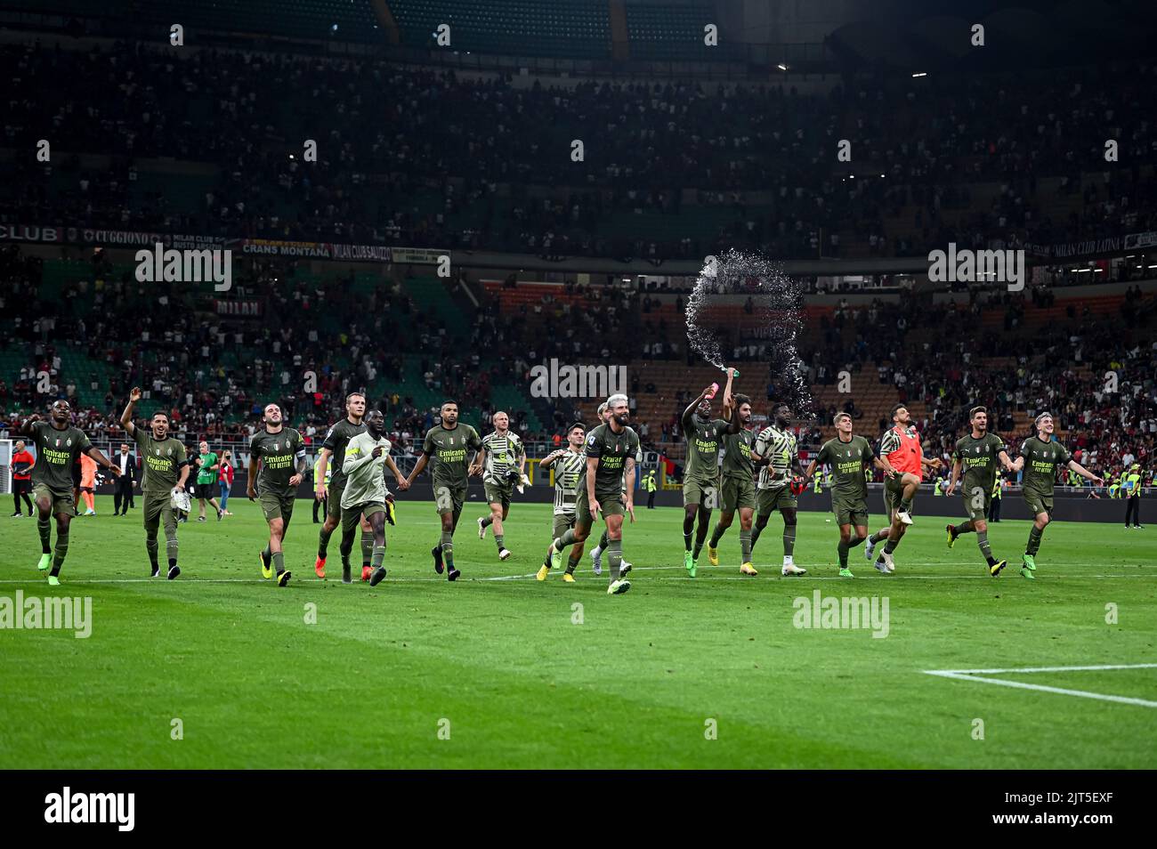 The team of AC Milan celebrates winning the Italian Serie A football ...