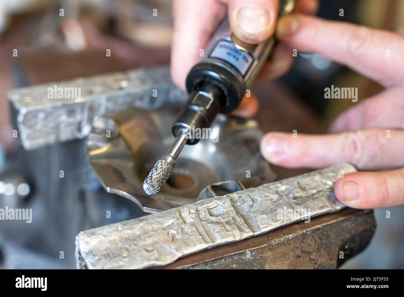 the master processes the part with a milling cutter using a pneumatic ...