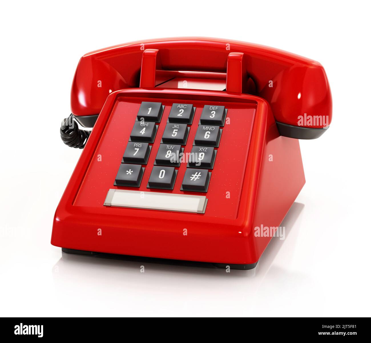 Retro analogue telephone with keys isolated on white background. 3D ...
