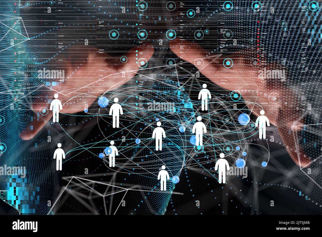 A 3D rendered global network hovering in mans hand Stock Photo - Alamy