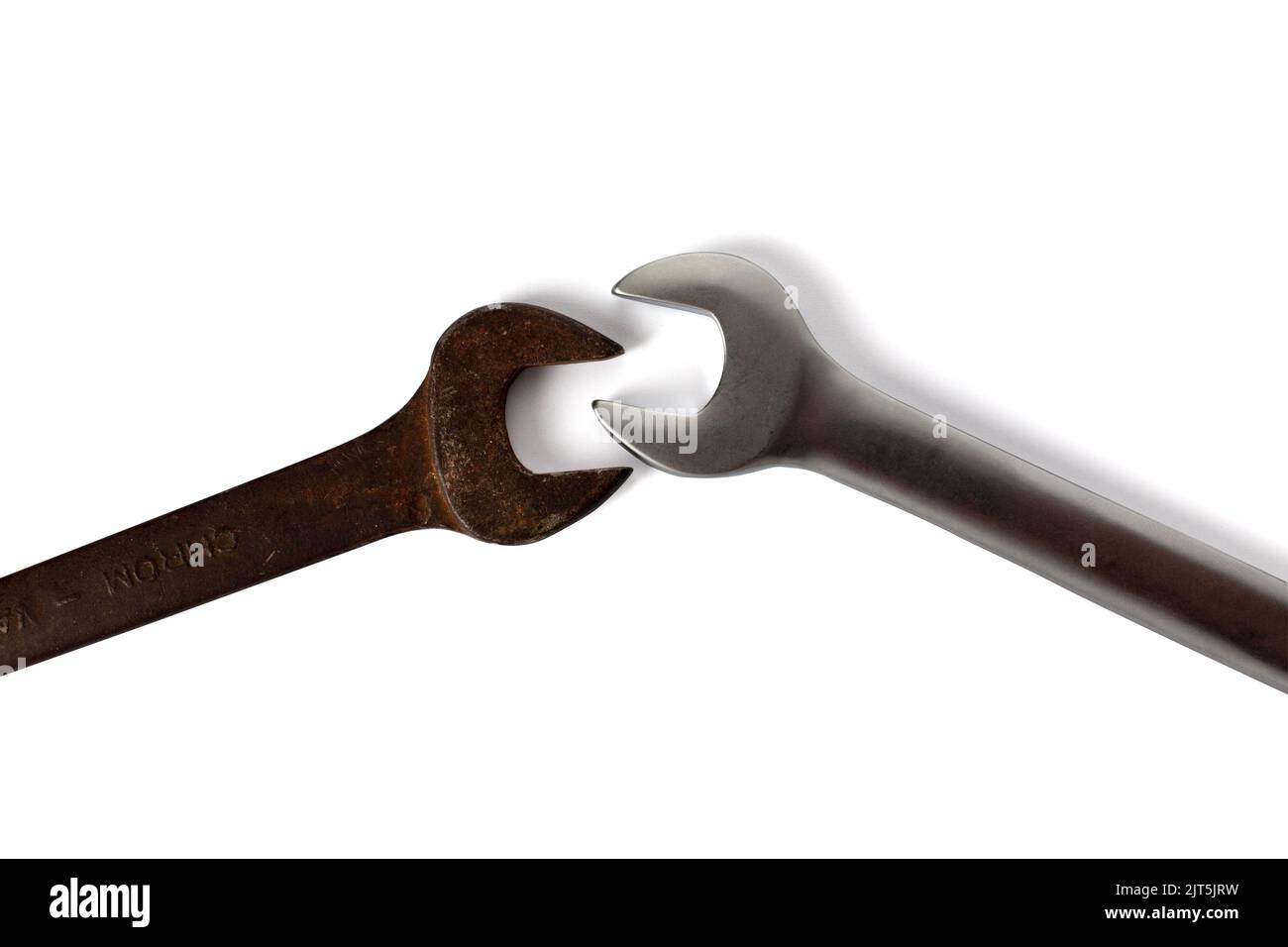 Wrench isolated on white background. Chrome vanadium metal wrench close ...