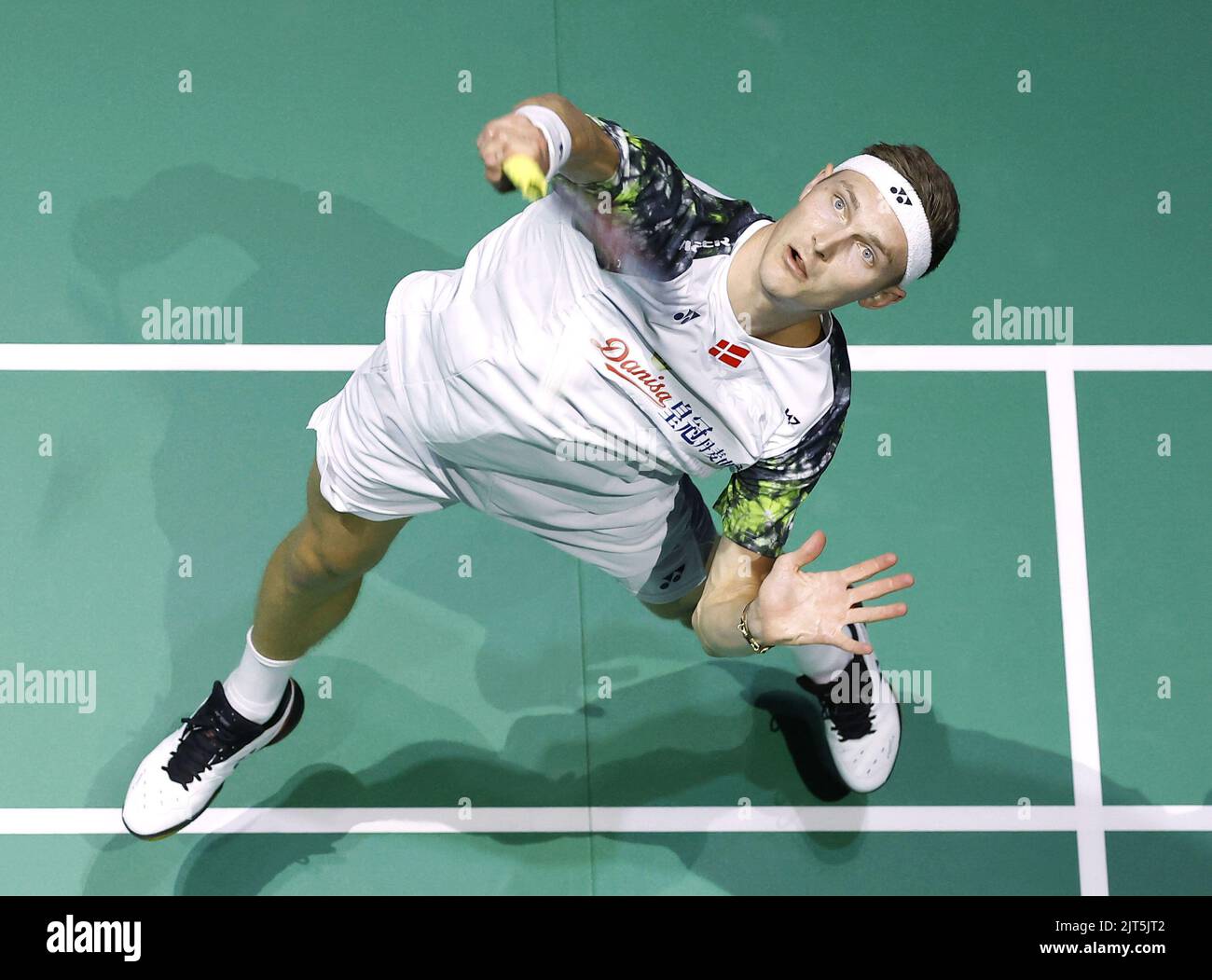 Denmark's Viktor Axelsen plays en route to beating Thailand's Kunlavut ...