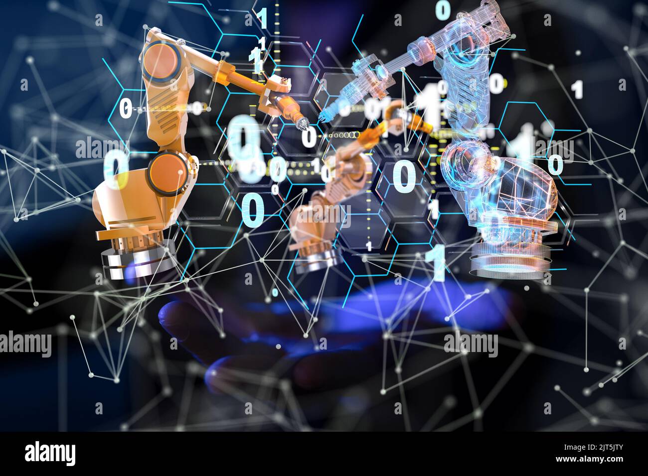 A 3D rendered neural network hovering in man's hand Stock Photo - Alamy