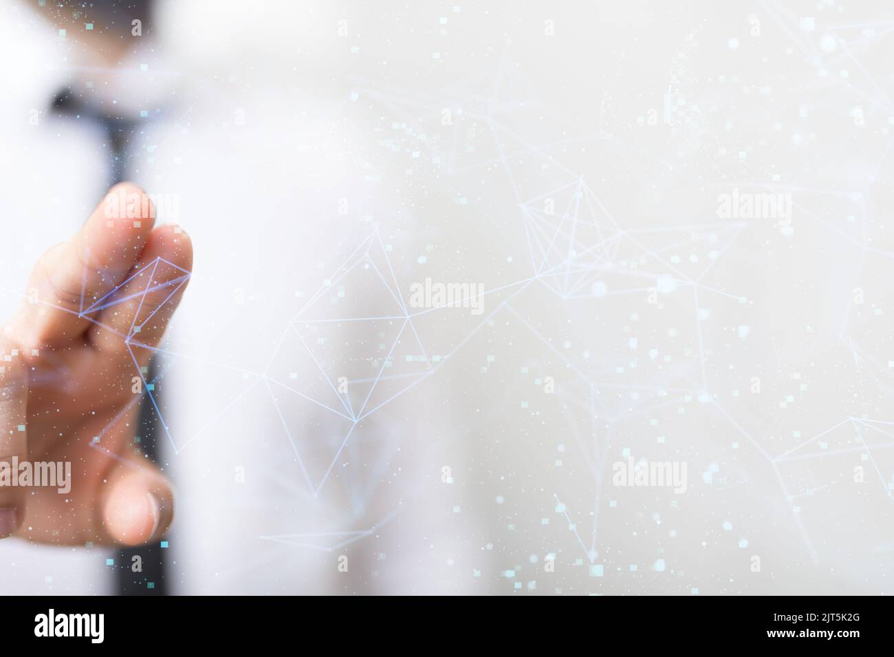 A 3D rendered digital network hovering in mans hand Stock Photo - Alamy