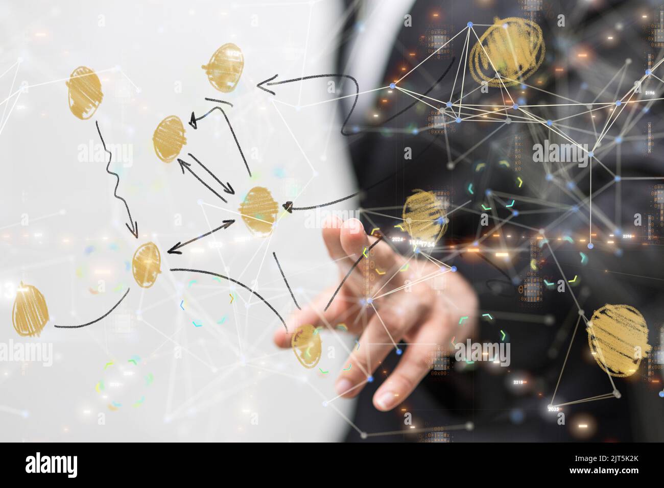 A 3D rendered neural network hovering in man's hand Stock Photo - Alamy