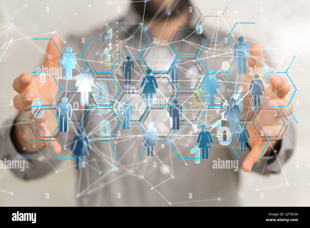 A 3D rendered neural network hovering in man's hand Stock Photo - Alamy