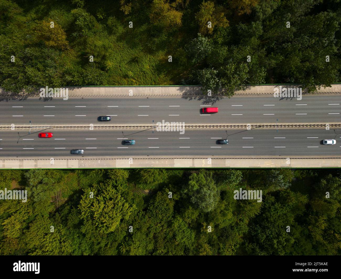 An aerial view of fast moving cars on the road Stock Photo - Alamy