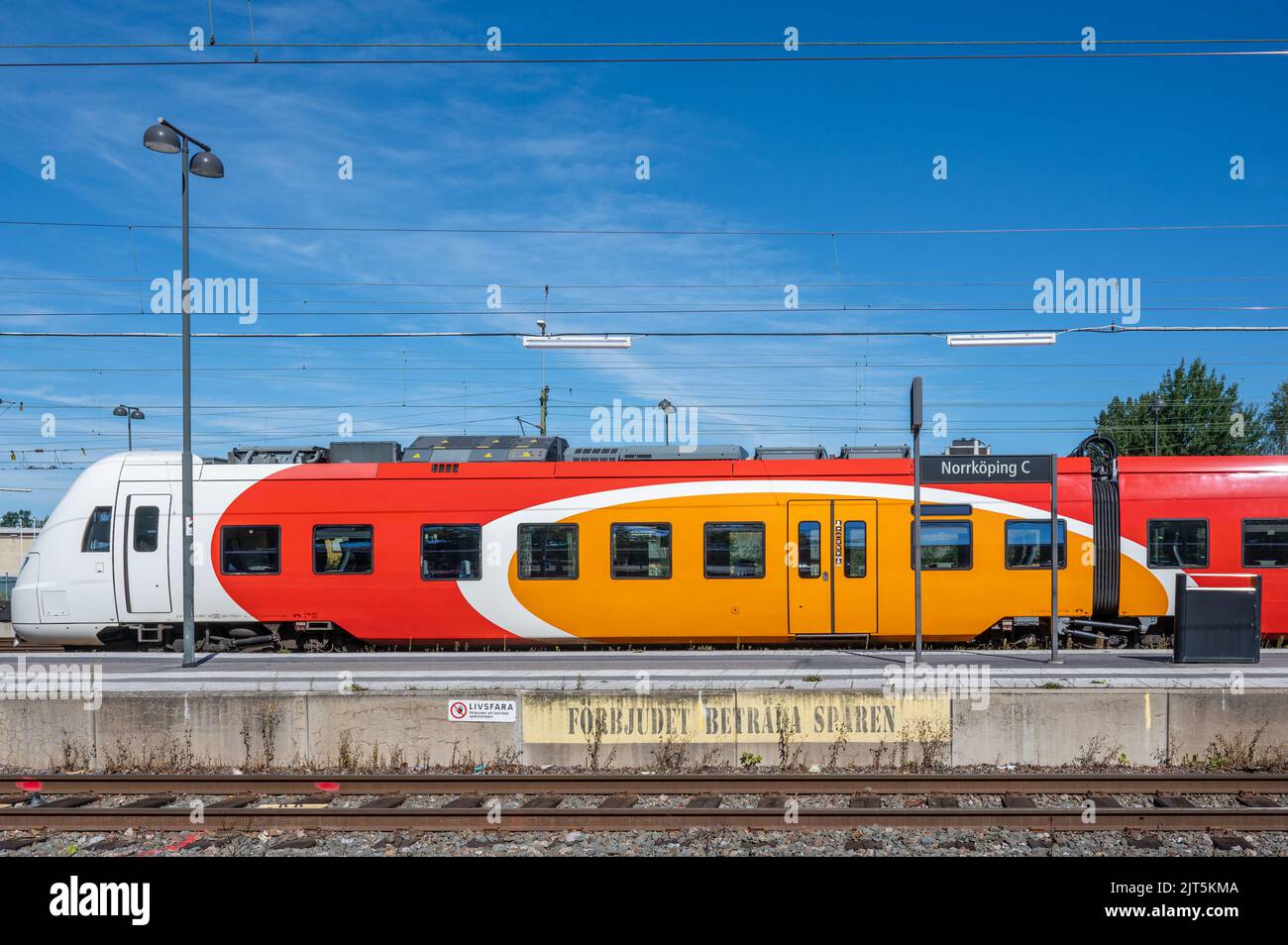 Östgötapendeln a ommuter train at Norrkoping Central Station ...
