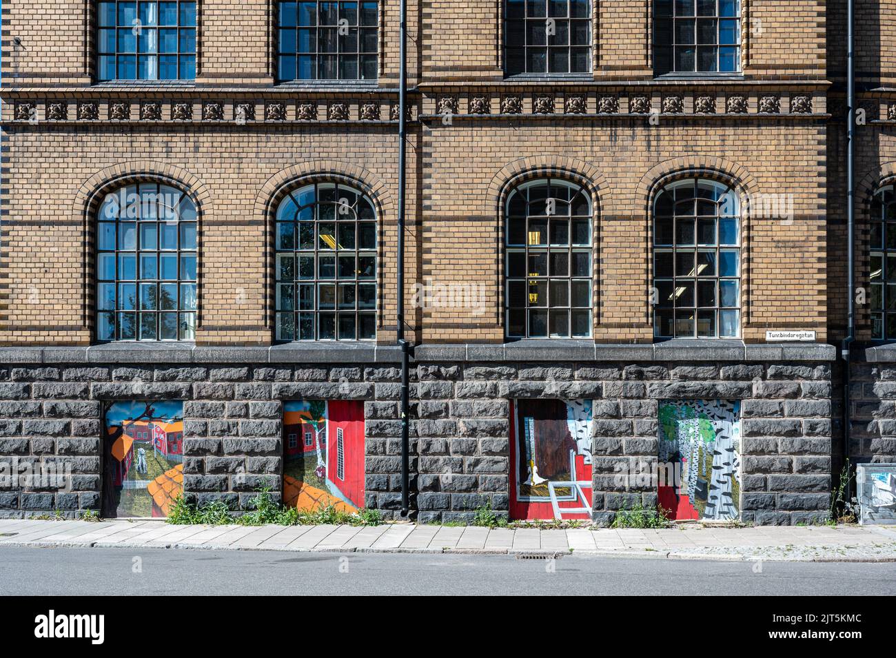 Detail from cultural block Hallarna (The Halls) in Norrkoping. This old ...