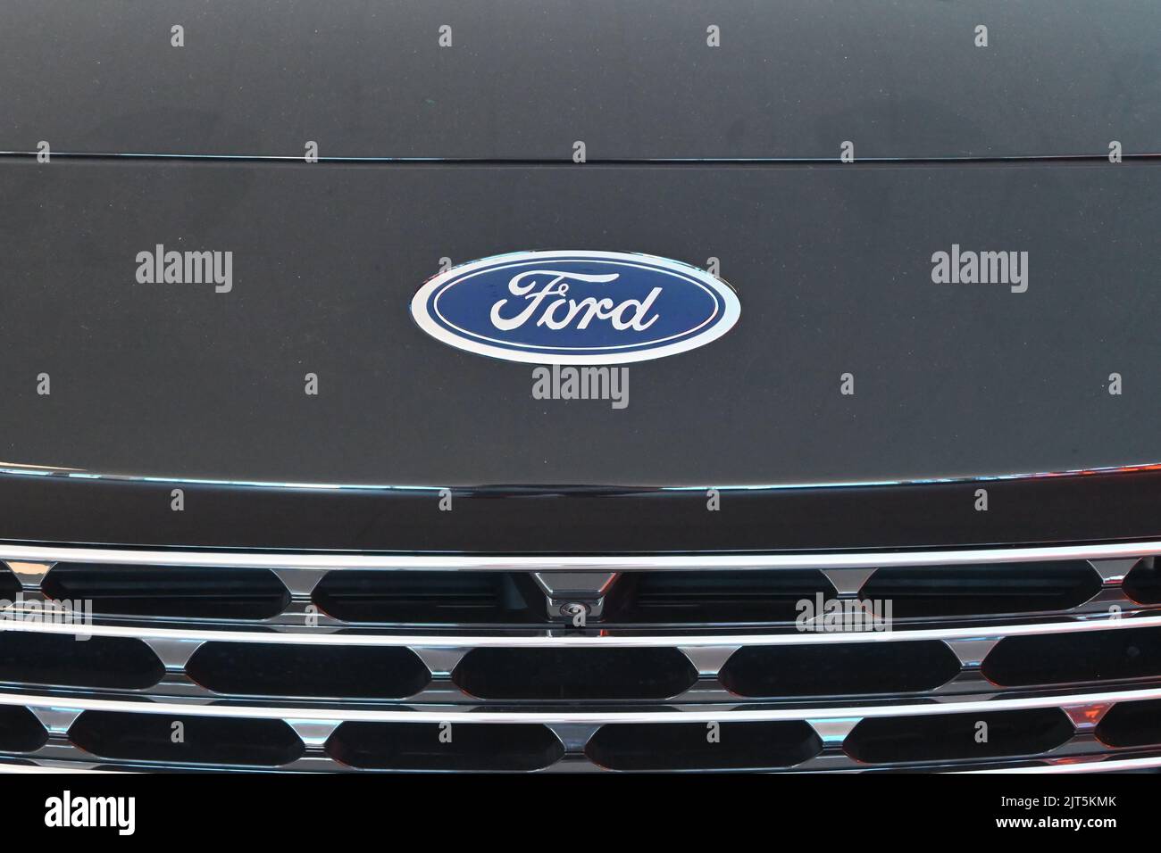 Gdansk, Poland - August 27, 2022: Ford logo of new model presented in ...