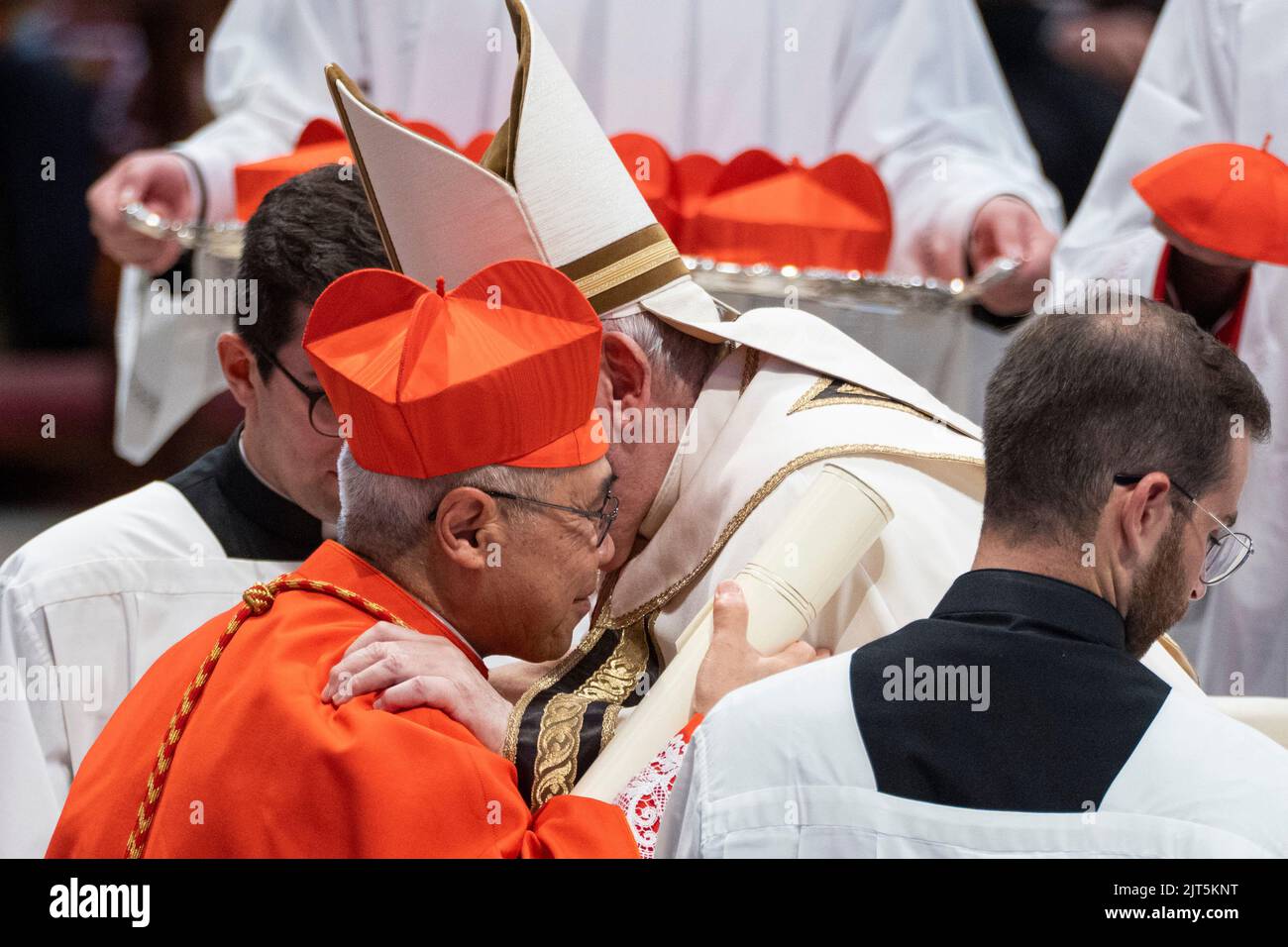 New Cardinal William Seng Chye Goh receives the red three-cornered ...