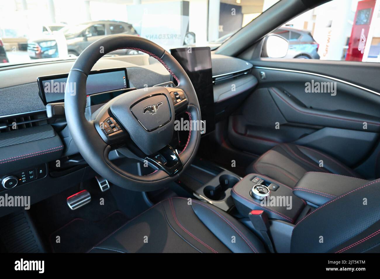 Gdansk, Poland - August 27, 2022: Interior of new model of Ford Mustang ...