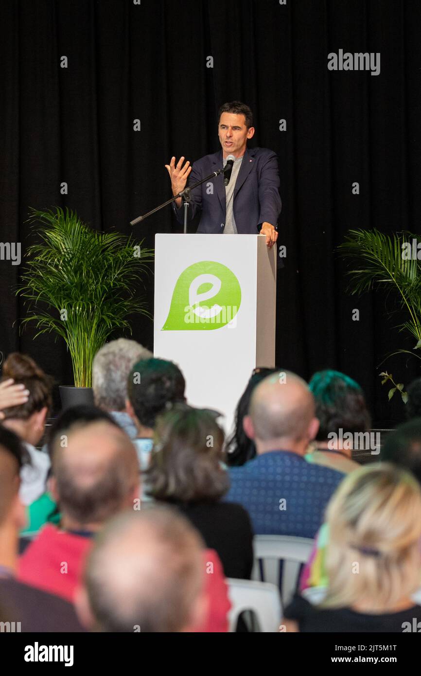 Ecolo co-chairman Jean-Marc Nollet delivers a speech at a party meeting ...