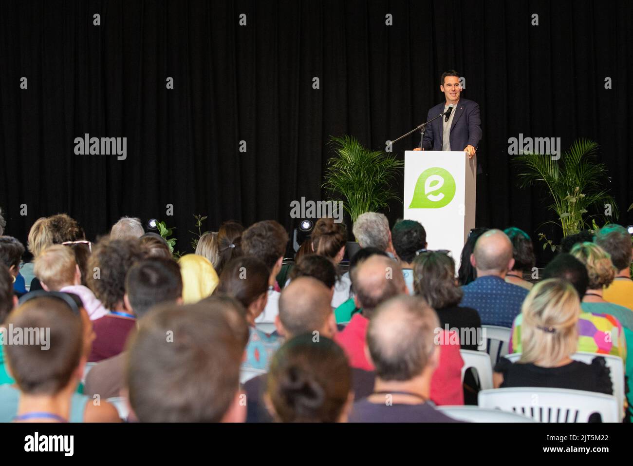 Ecolo co-chairman Jean-Marc Nollet delivers a speech at a party meeting ...