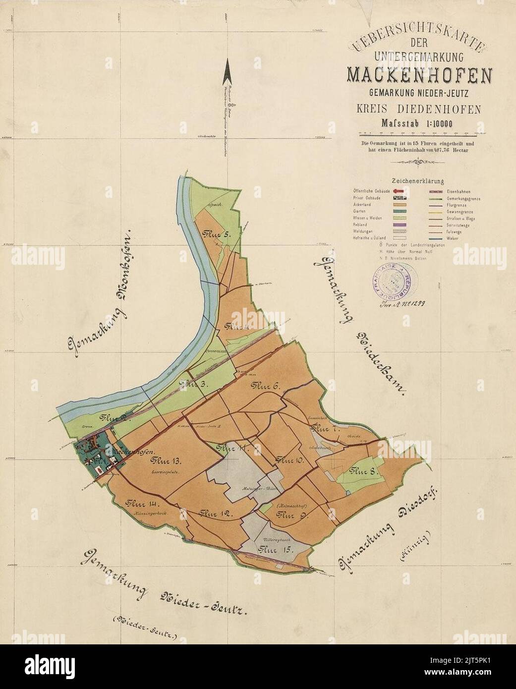 Uebersichtskarte der Untergemarkung Mackenhofen 1889 Stock Photo - Alamy