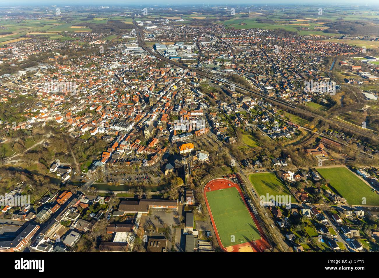 City view with train station ahlen westf hi-res stock photography and ...