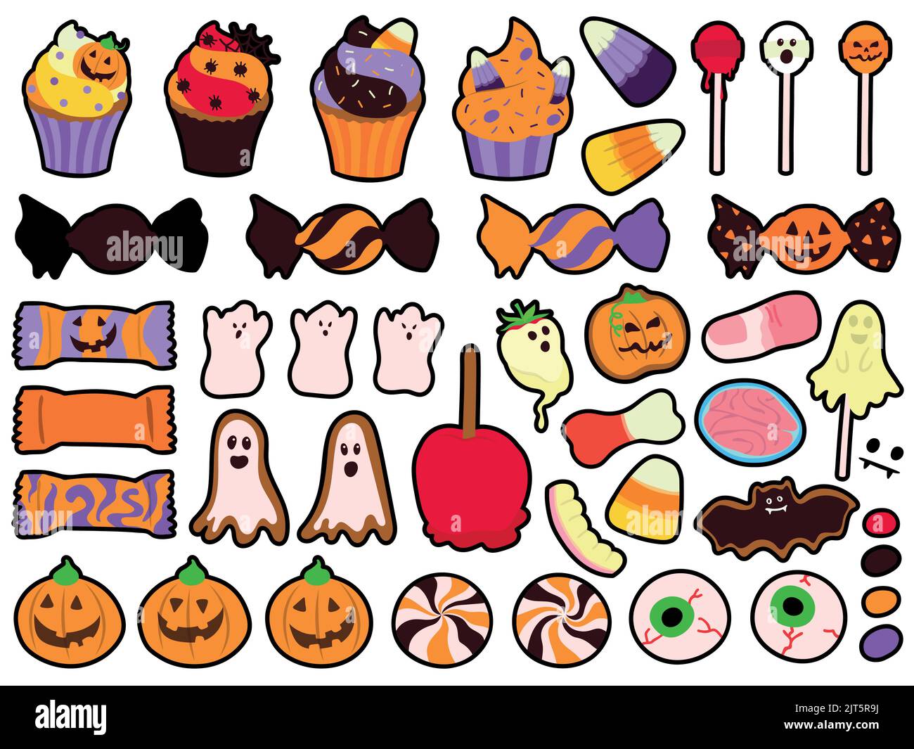 Halloween celebration related candies, desserts and sweets. Collection ...