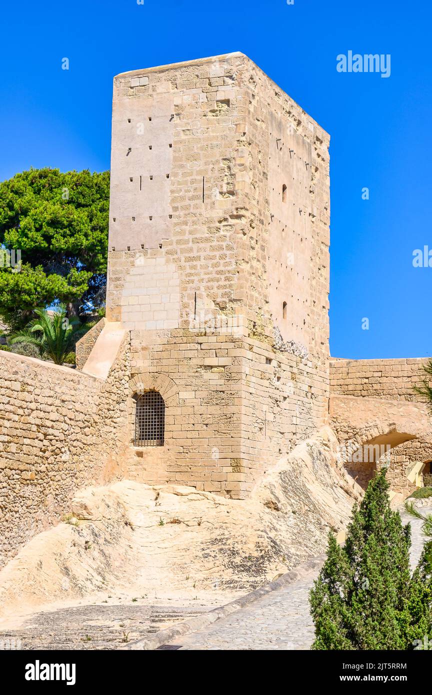 Architecture of a rectangular tower inside the walls of the medieval ...
