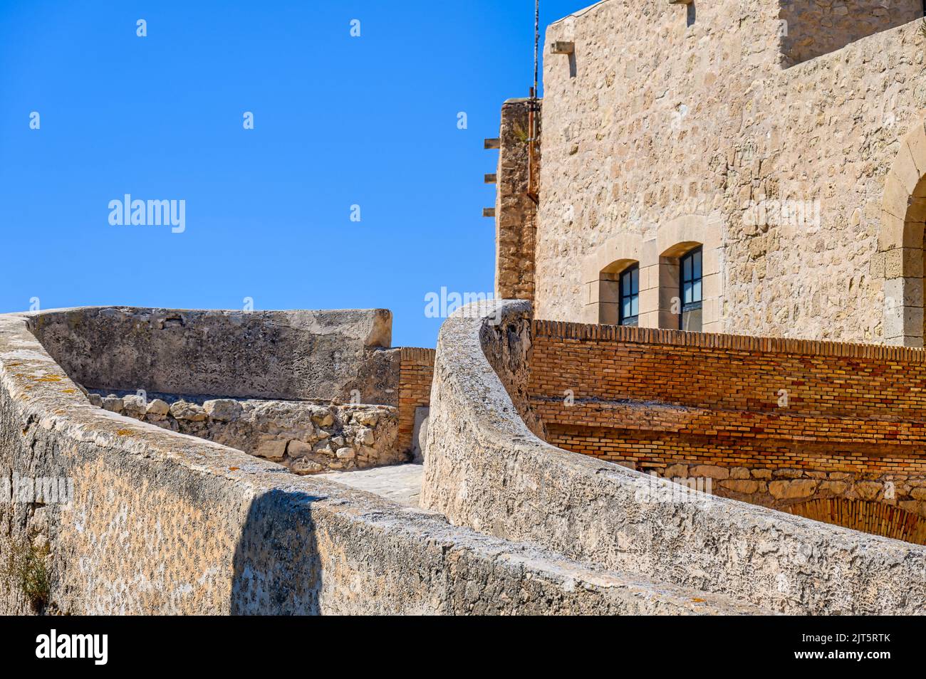 Stone architecture of fortified walls inside the medieval military fort ...