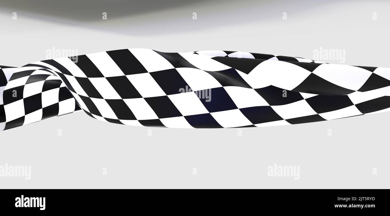 A 3D rendering of a black and white checkered fabric isolated on a ...