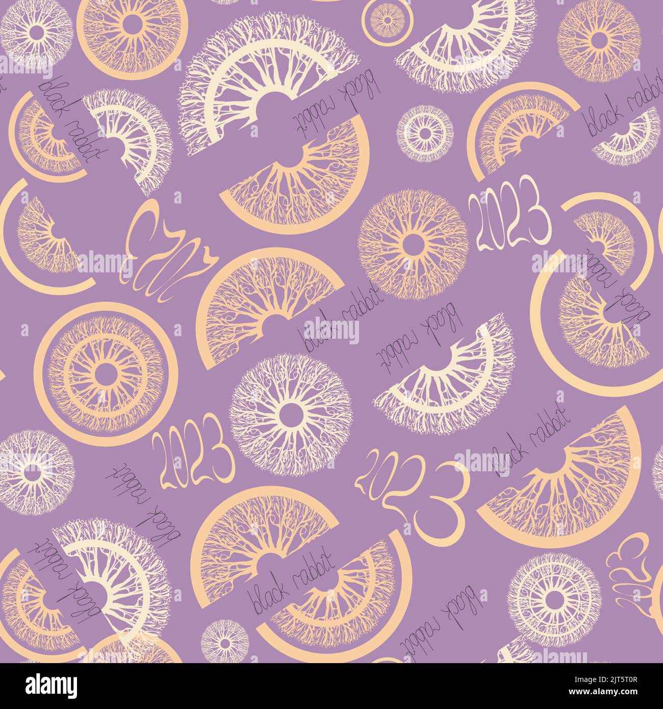 The symbol of 2023 is a black rabbit a seamless pattern without a ...