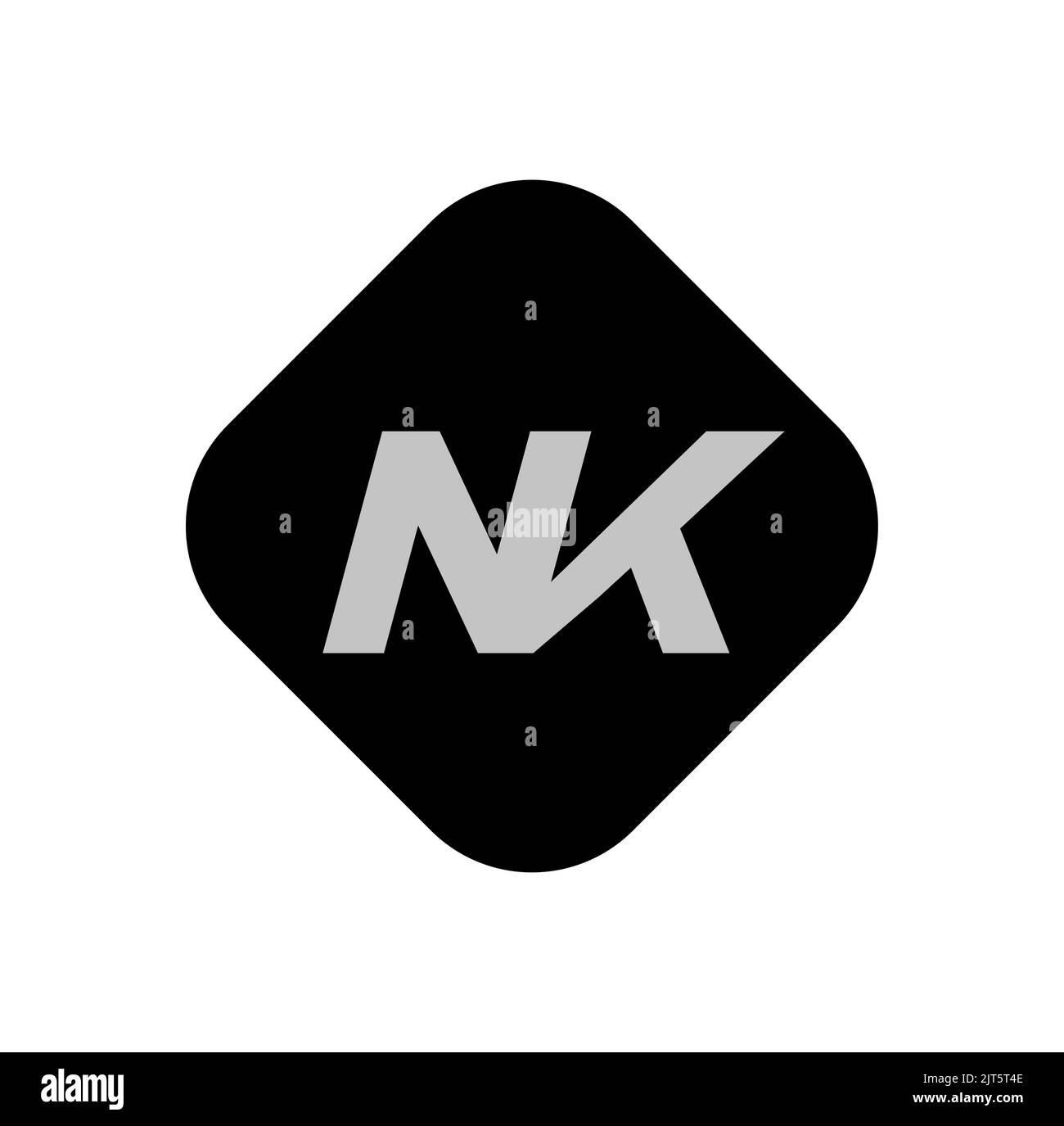 The NK company name initial letters monogram on dark grey rhombus shape ...