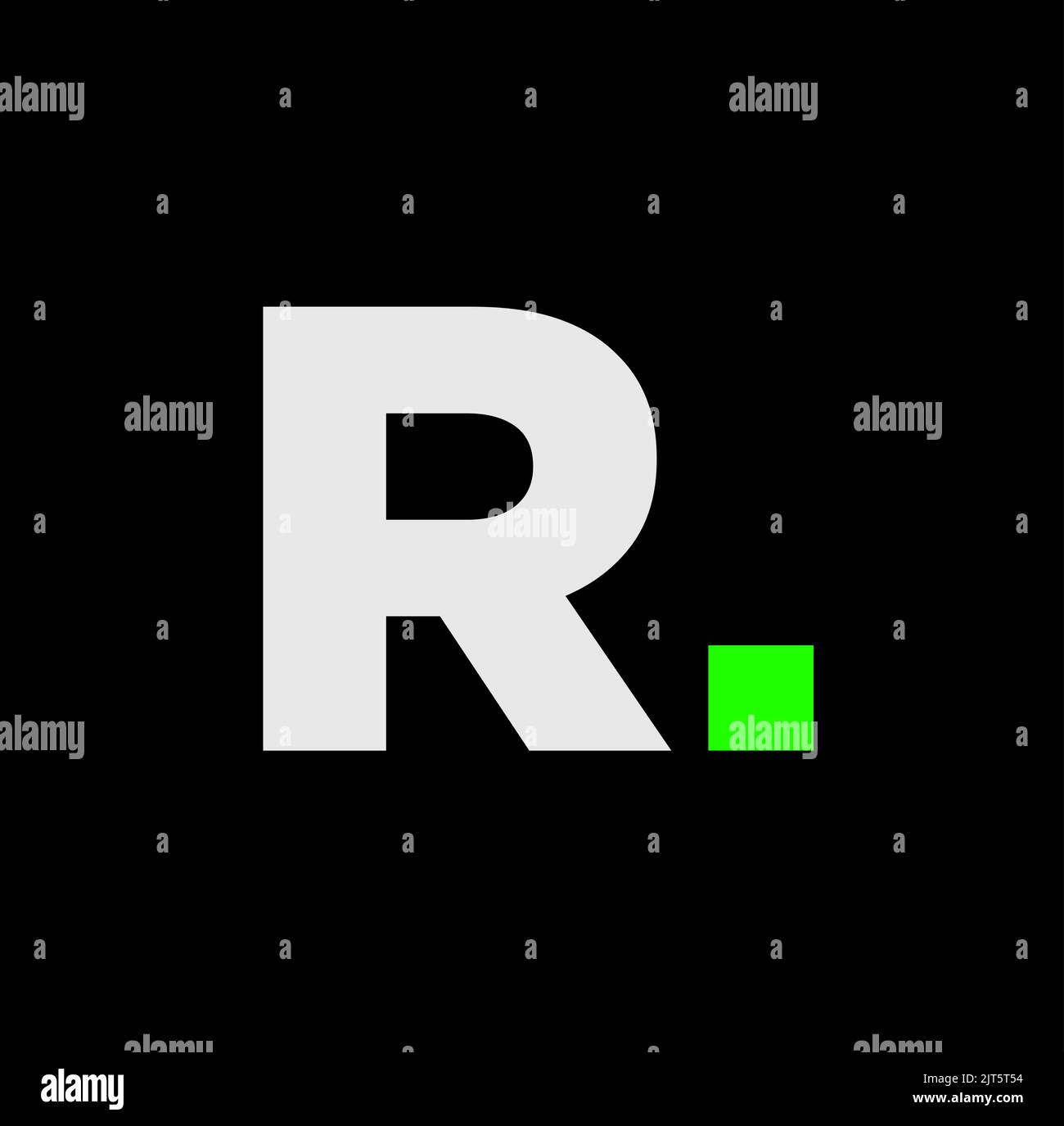 The R company name initial letter logo design concept on dark grey ...