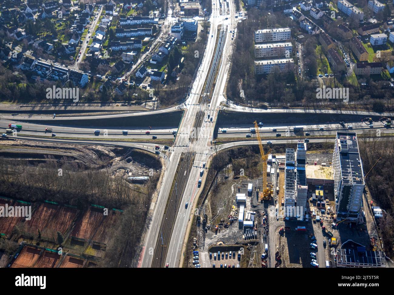 Intersection of construction site universitatsstrasse and freeway a448 ...