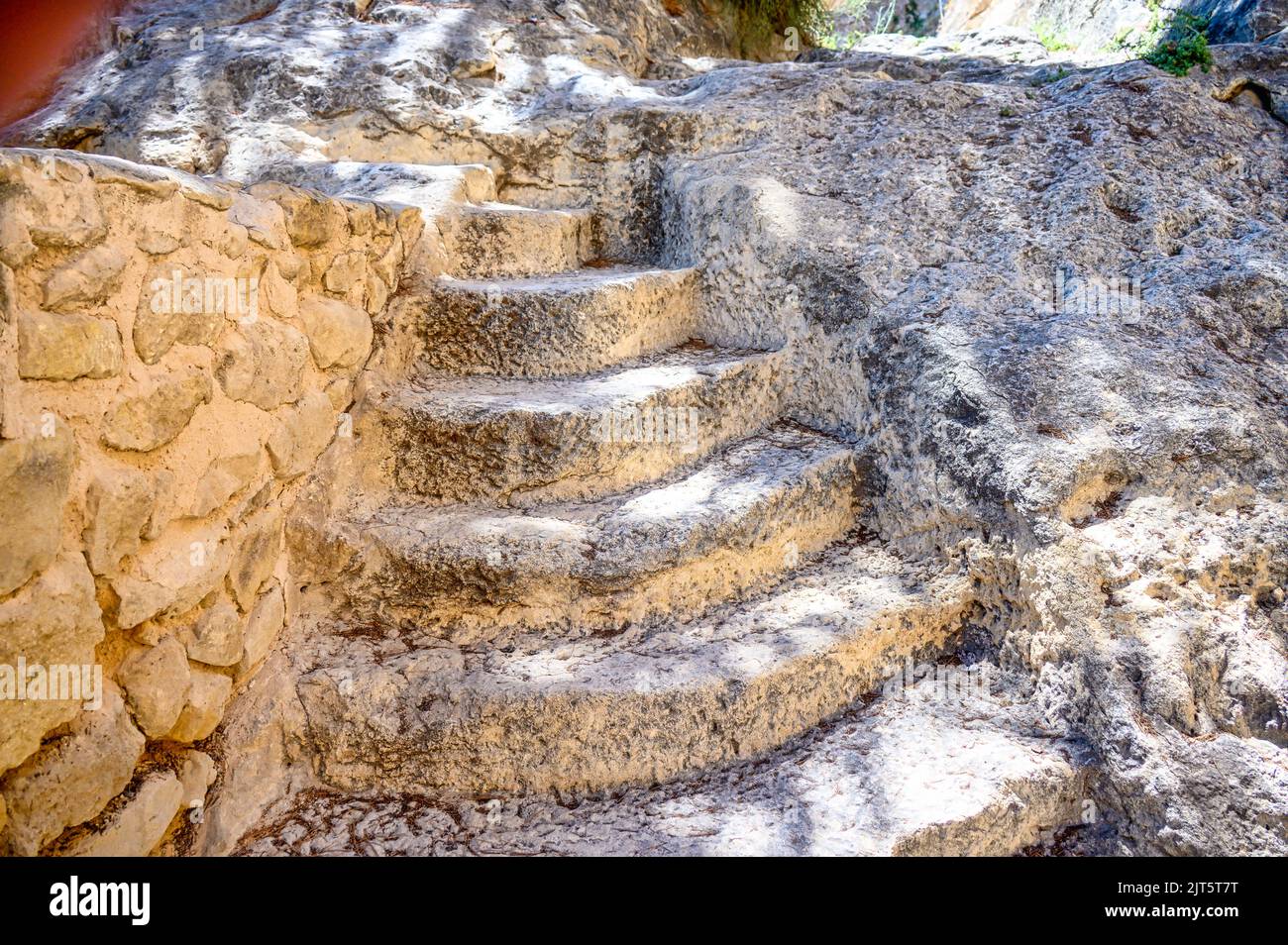Carved steps. Architectural feature in stone which is part of the ...
